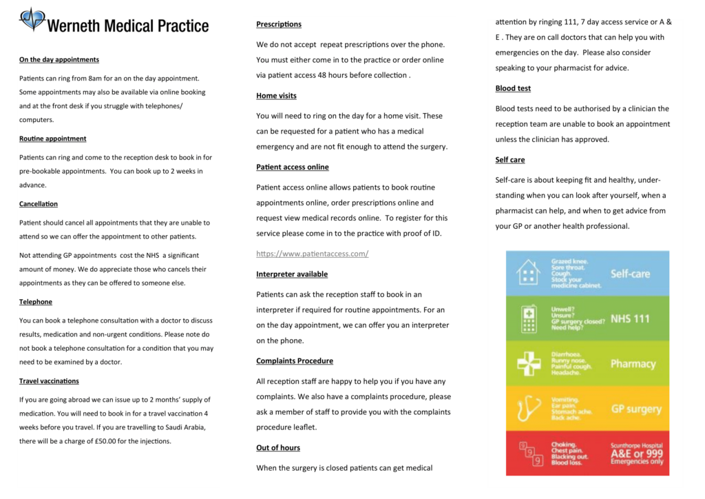 Practice Leaflet - Werneth Medical Practice